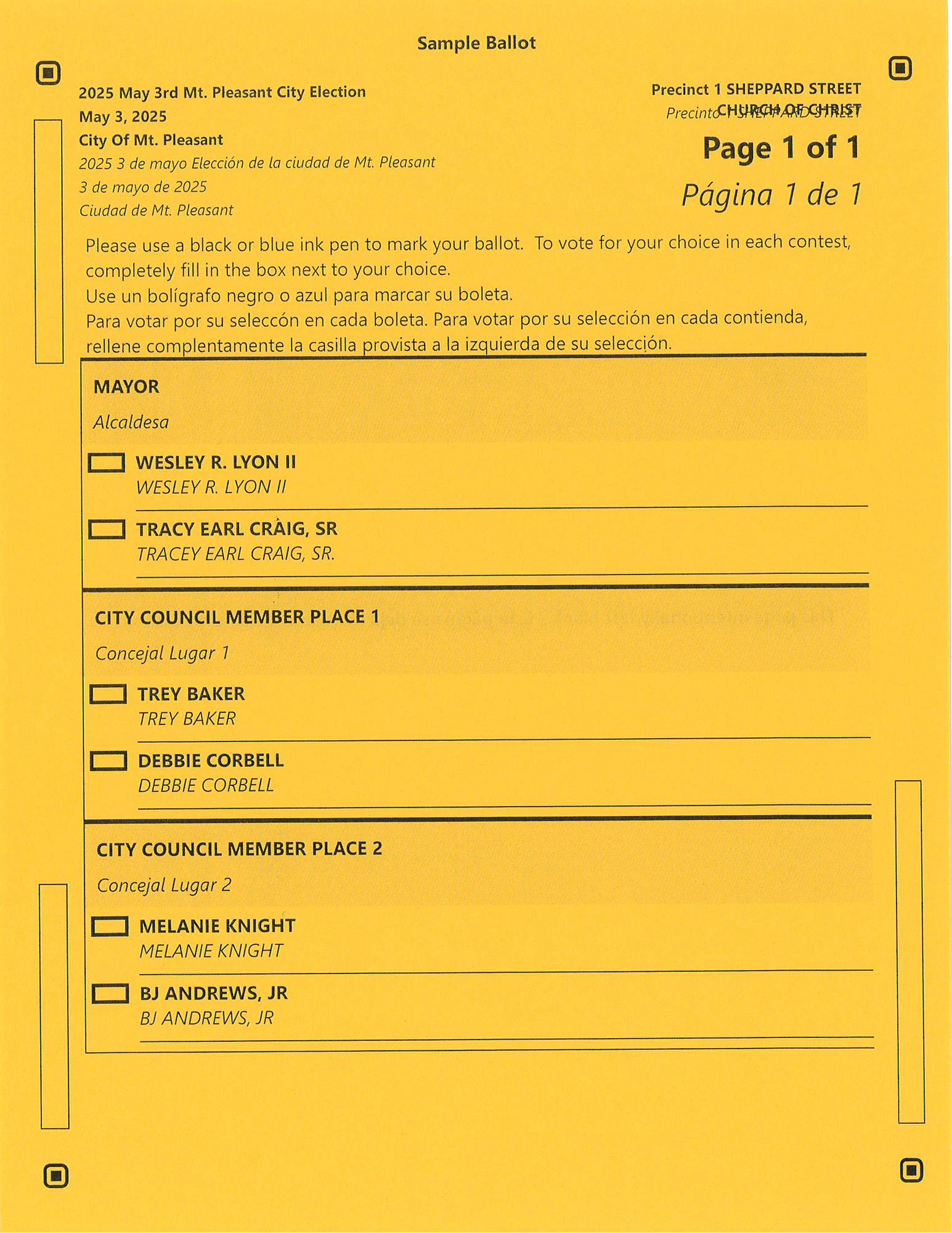 Wesley R. Lyon II (Mayor of Mount Pleasant, Texas, candidate 2025 ...